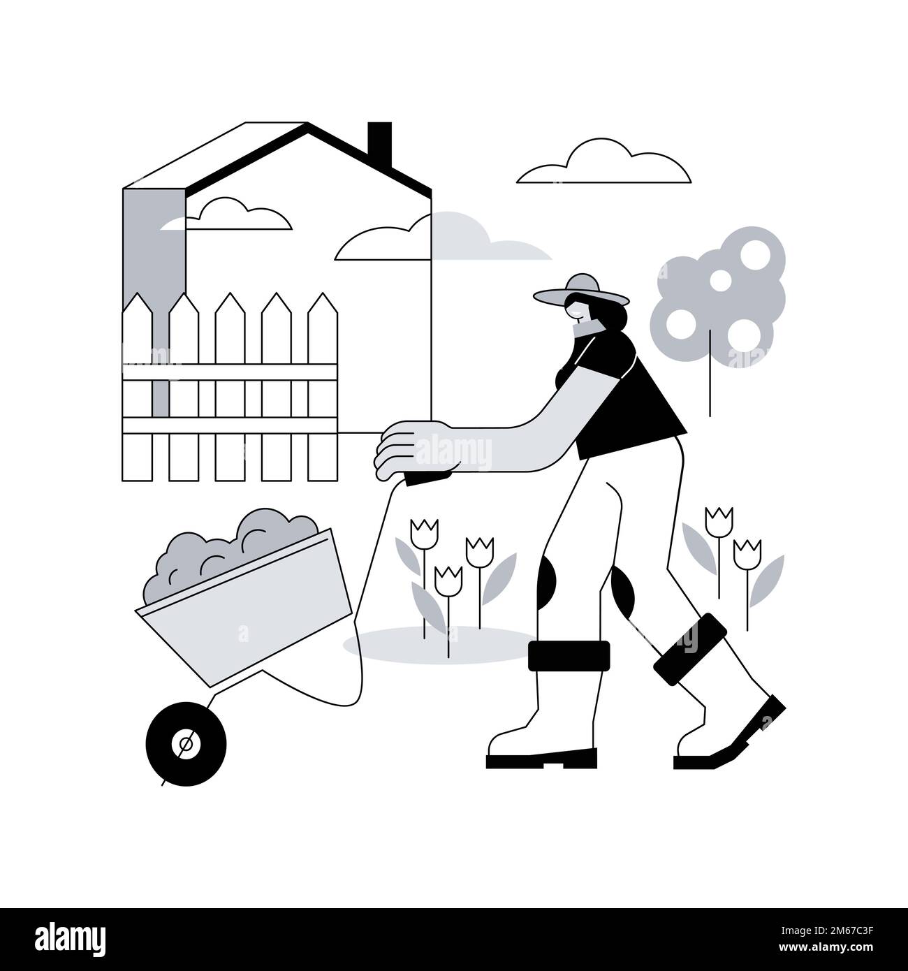 Garden maintenance abstract concept vector illustration. Lawn mowing ...