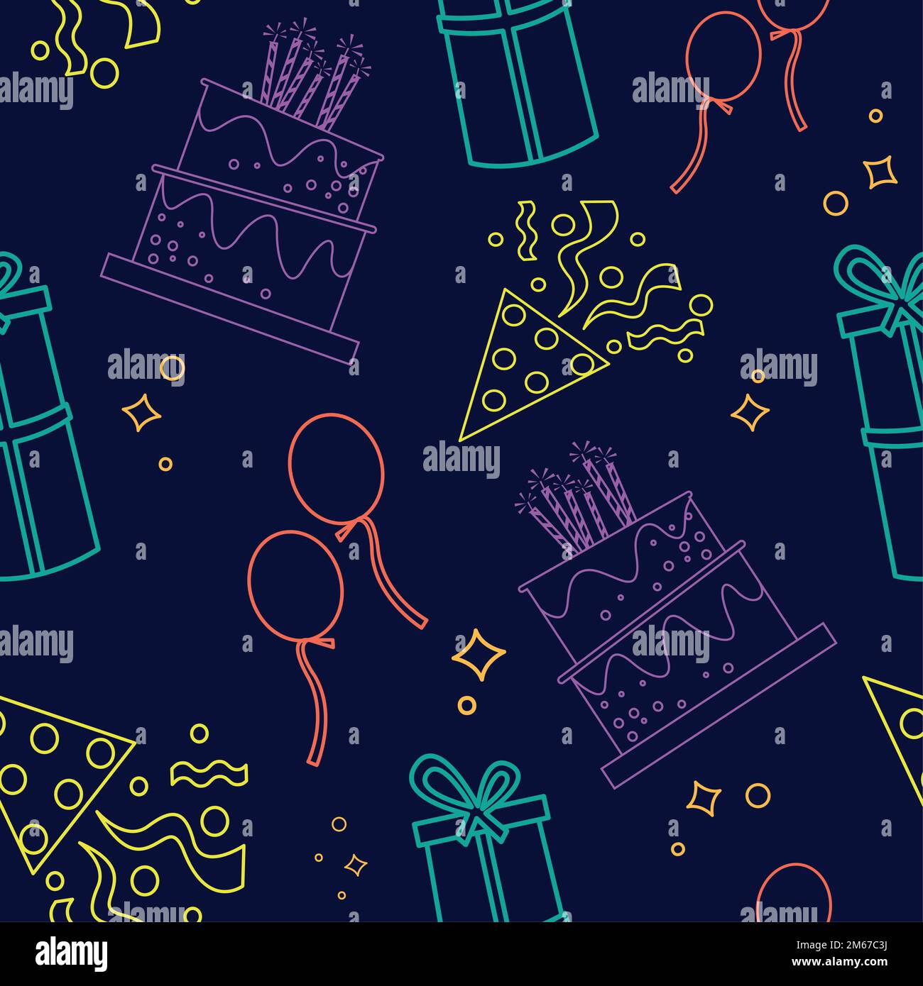 happy birthday celebration pattern Stock Vector Image & Art - Alamy