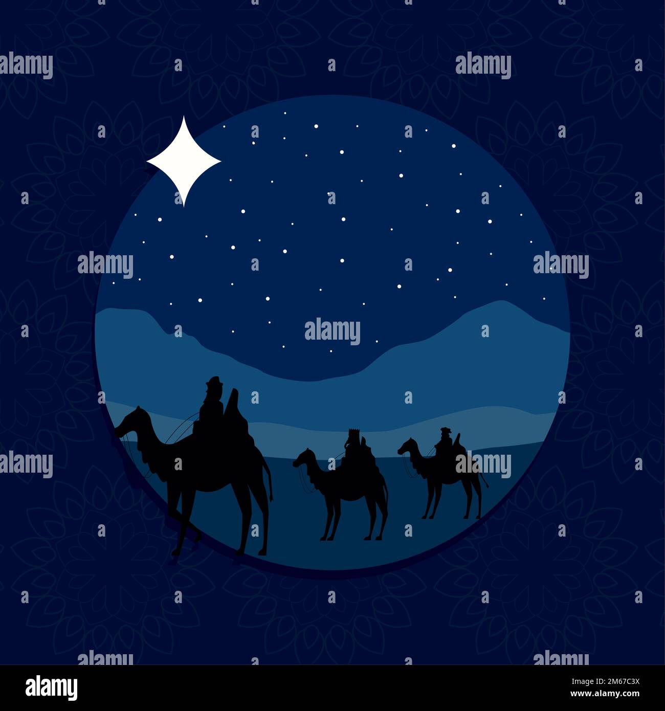 wise men in camels circular frame Stock Vector Image & Art - Alamy