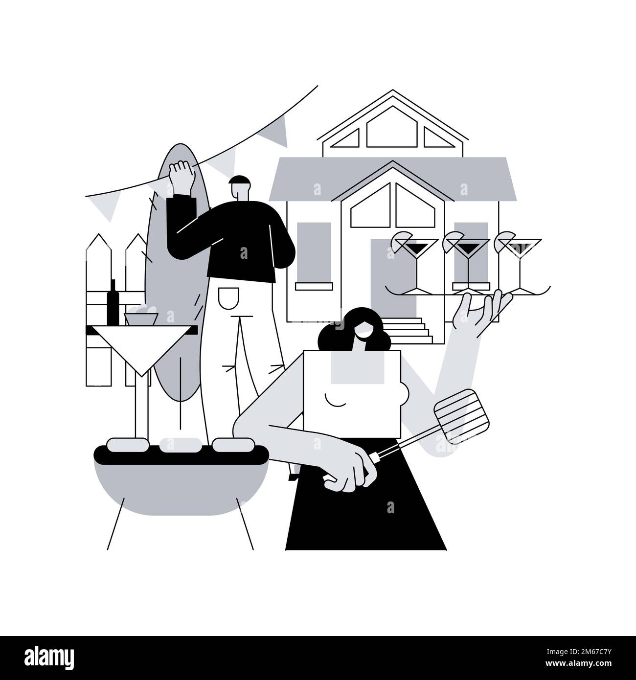 Garden party decoration abstract concept vector illustration. Outdoor ...