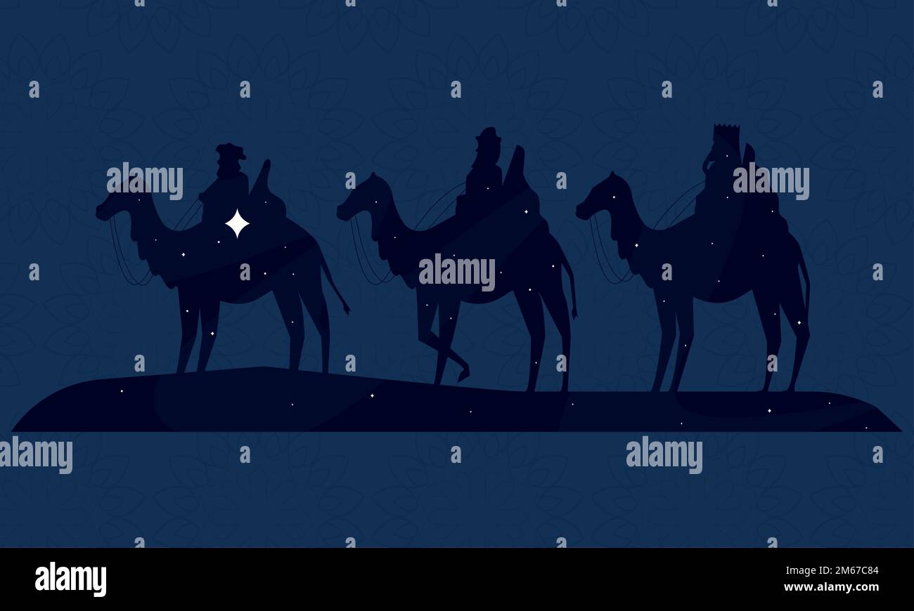 wise men in camels silhouettes Stock Vector Image & Art - Alamy