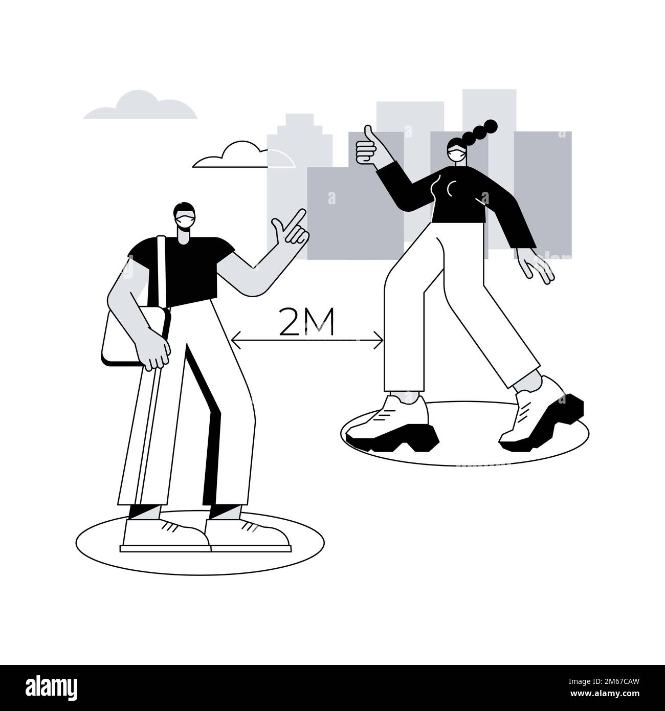 Keep distance abstract concept vector illustration. Social distancing ...