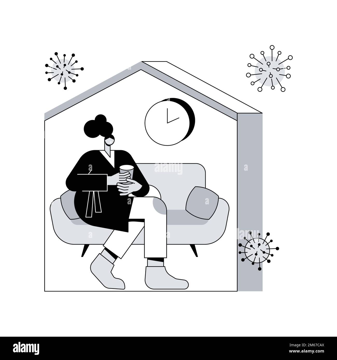 Stay at home abstract concept vector illustration. Forced isolation ...