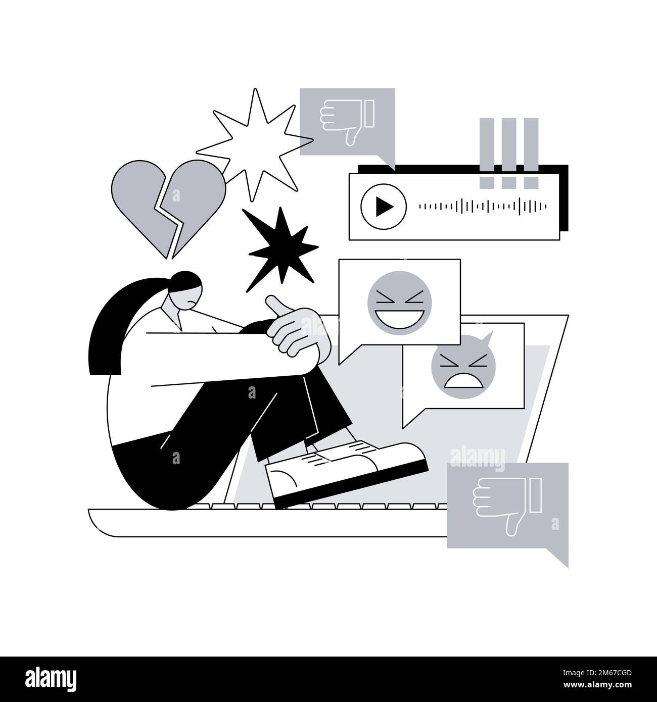 Cyberbullying abstract concept vector illustration. Online bullying ...