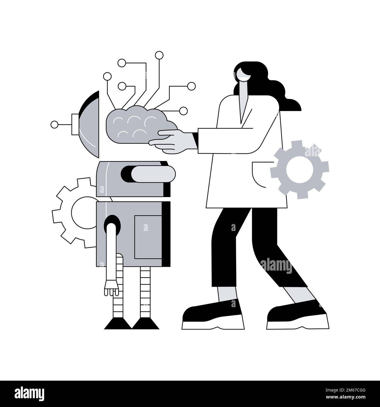 Cybernetics abstract concept vector illustration. Biological ...