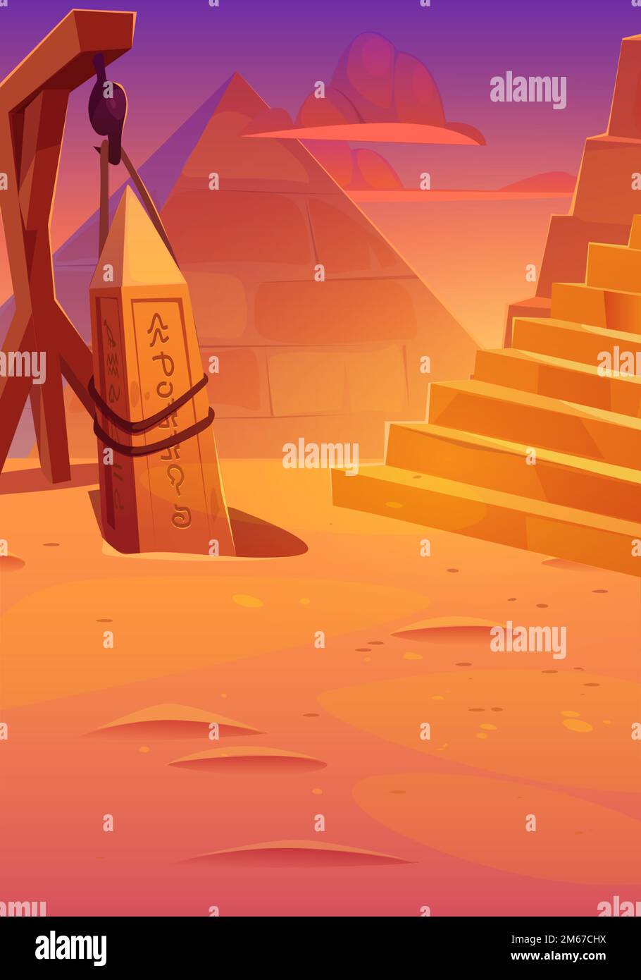 Archeology excavation next to ancient pyramid in desert in Egypt ...