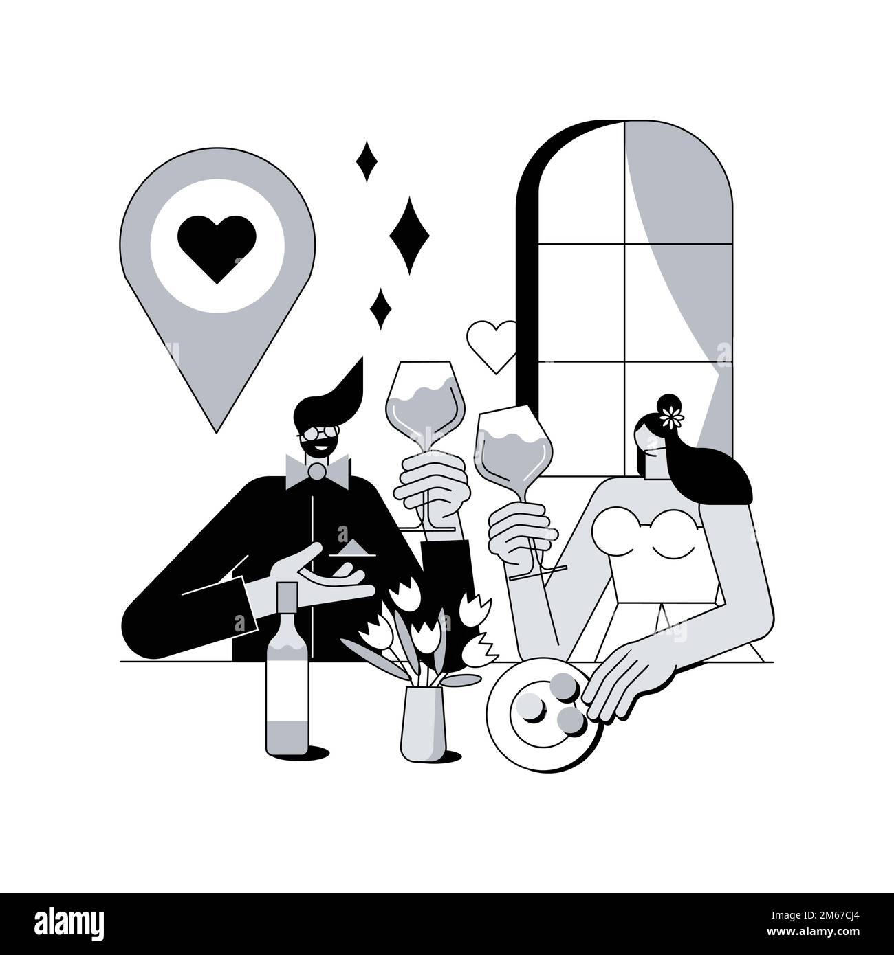 Romantic date abstract concept vector illustration. First date ...