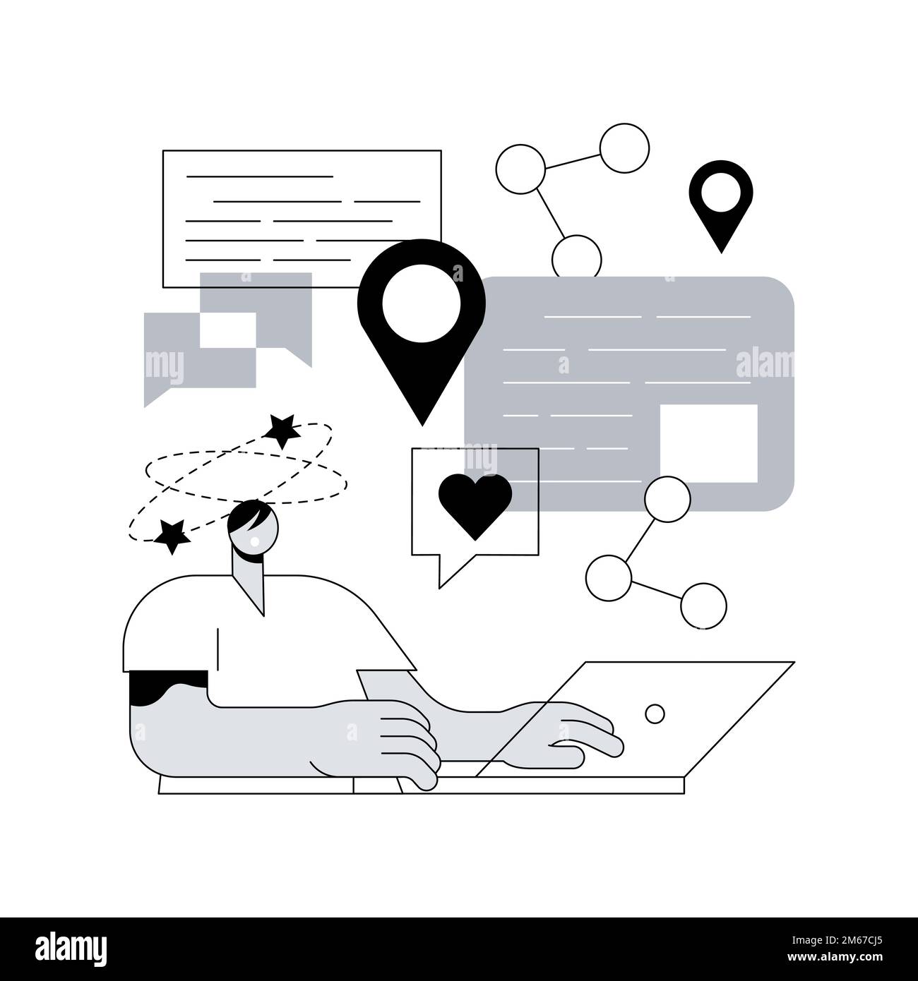 FOMO abstract concept vector illustration. Fear of missing out, social ...