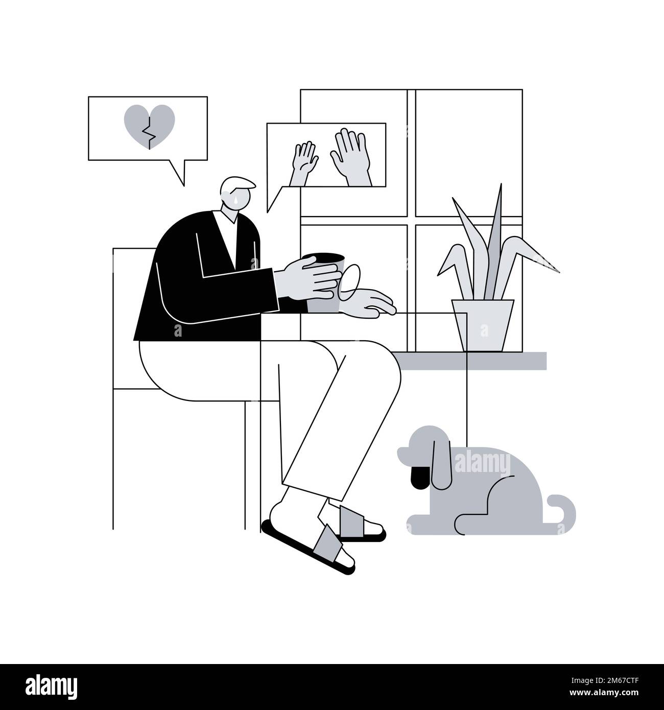 Social isolation abstract concept vector illustration. Social ...