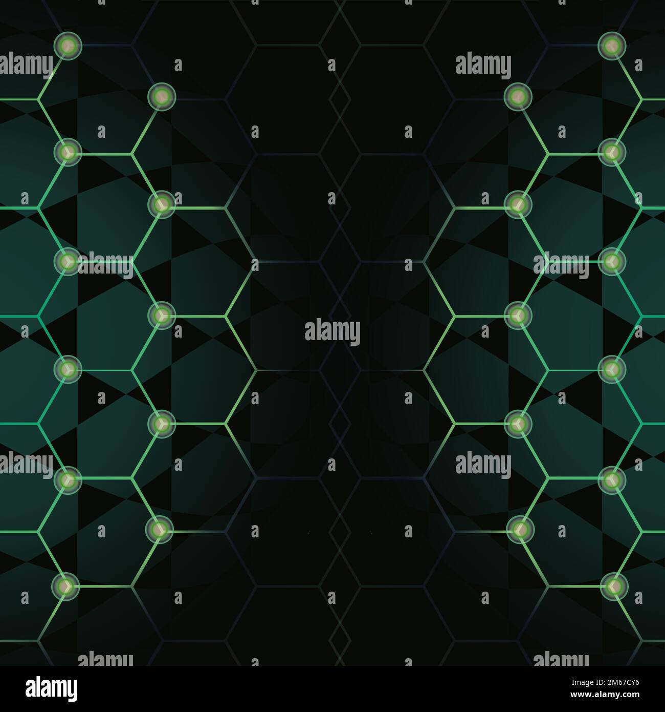 Green hexagon network technology background vector Stock Vector Image ...