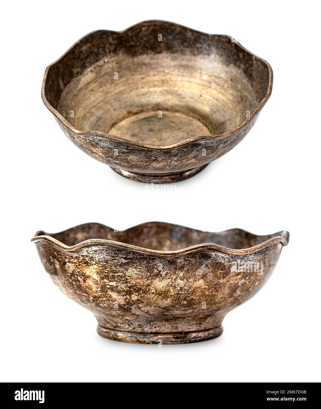 The Old antique bronze bowl, brass bowl isolated on white background ...