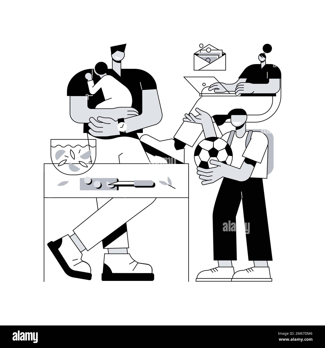 Stay-at-home dads abstract concept vector illustration. Stay-at-home ...