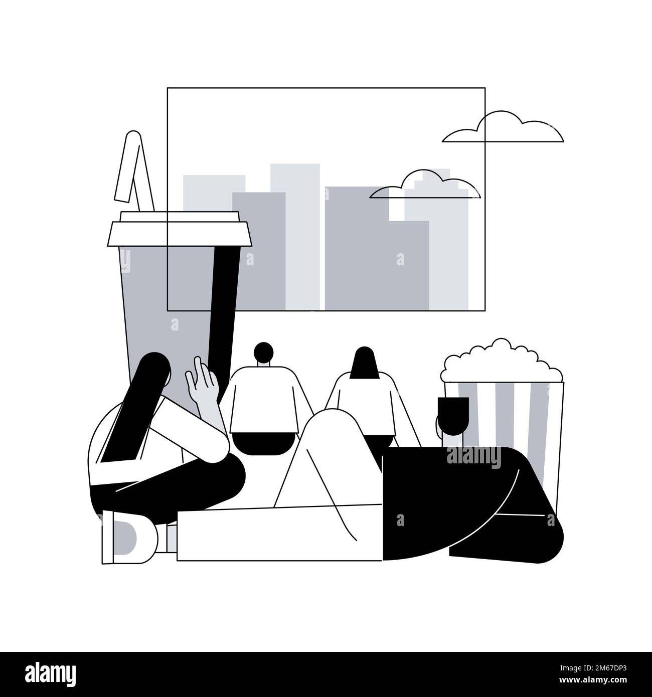 Open air cinema abstract concept vector illustration. Open air movie ...