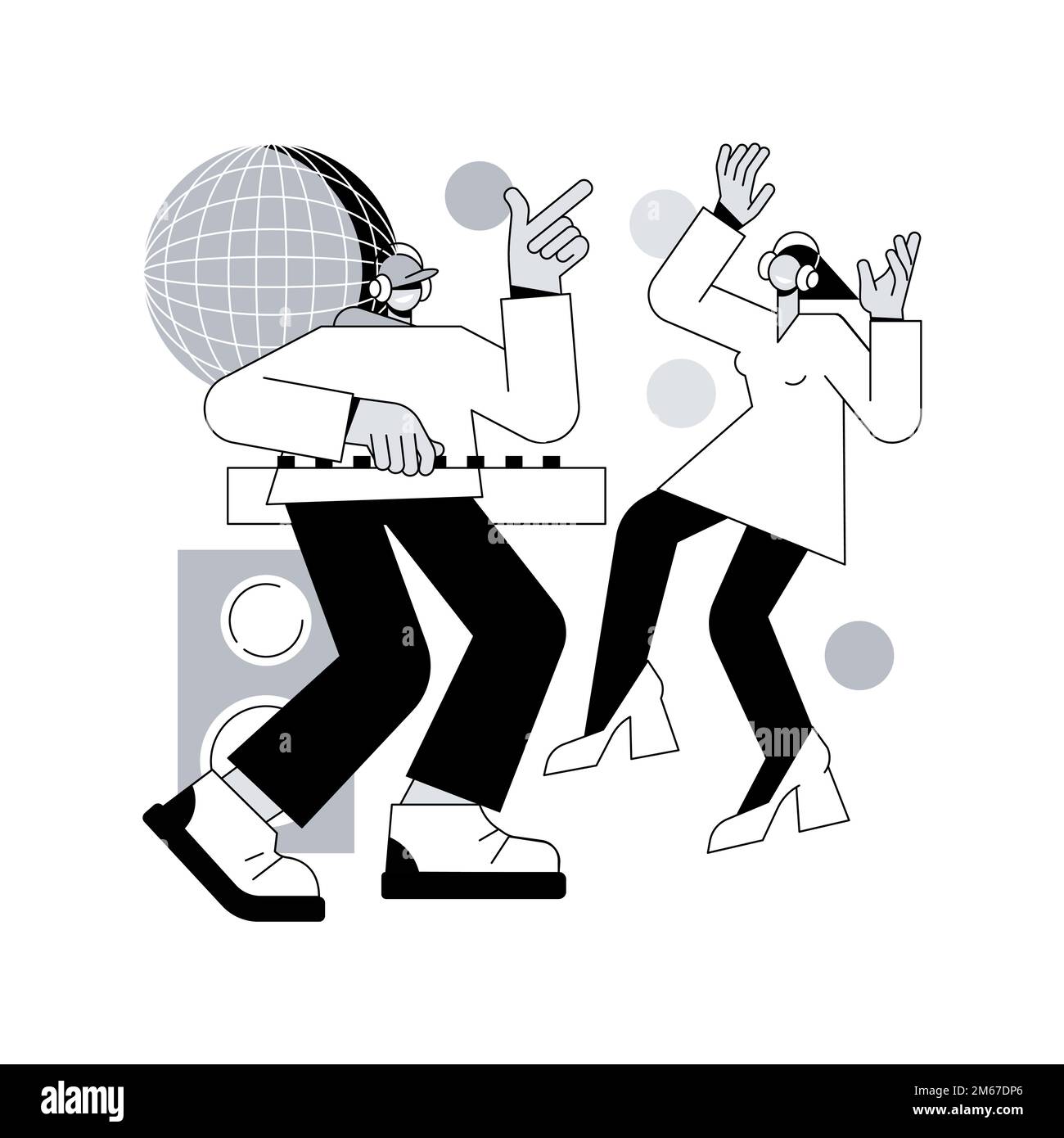 Silent disco abstract concept vector illustration. Headphones party ...