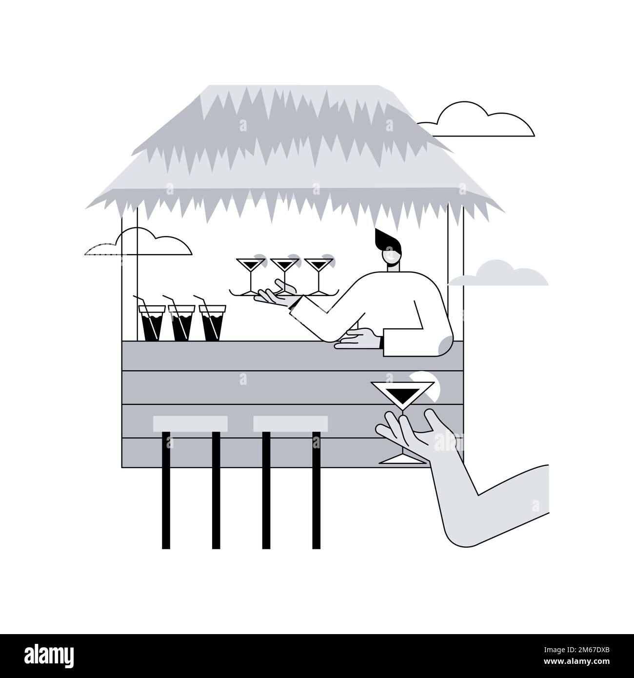 Beach bar abstract concept vector illustration. Beach club service ...