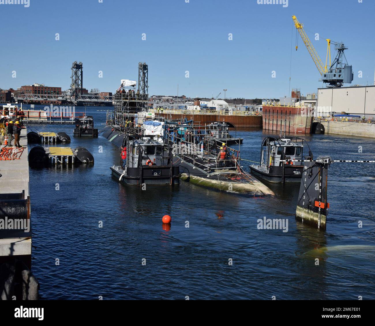 Kittery, ME (April 11, 2022) – The USS Cheyenne makes its way across ...