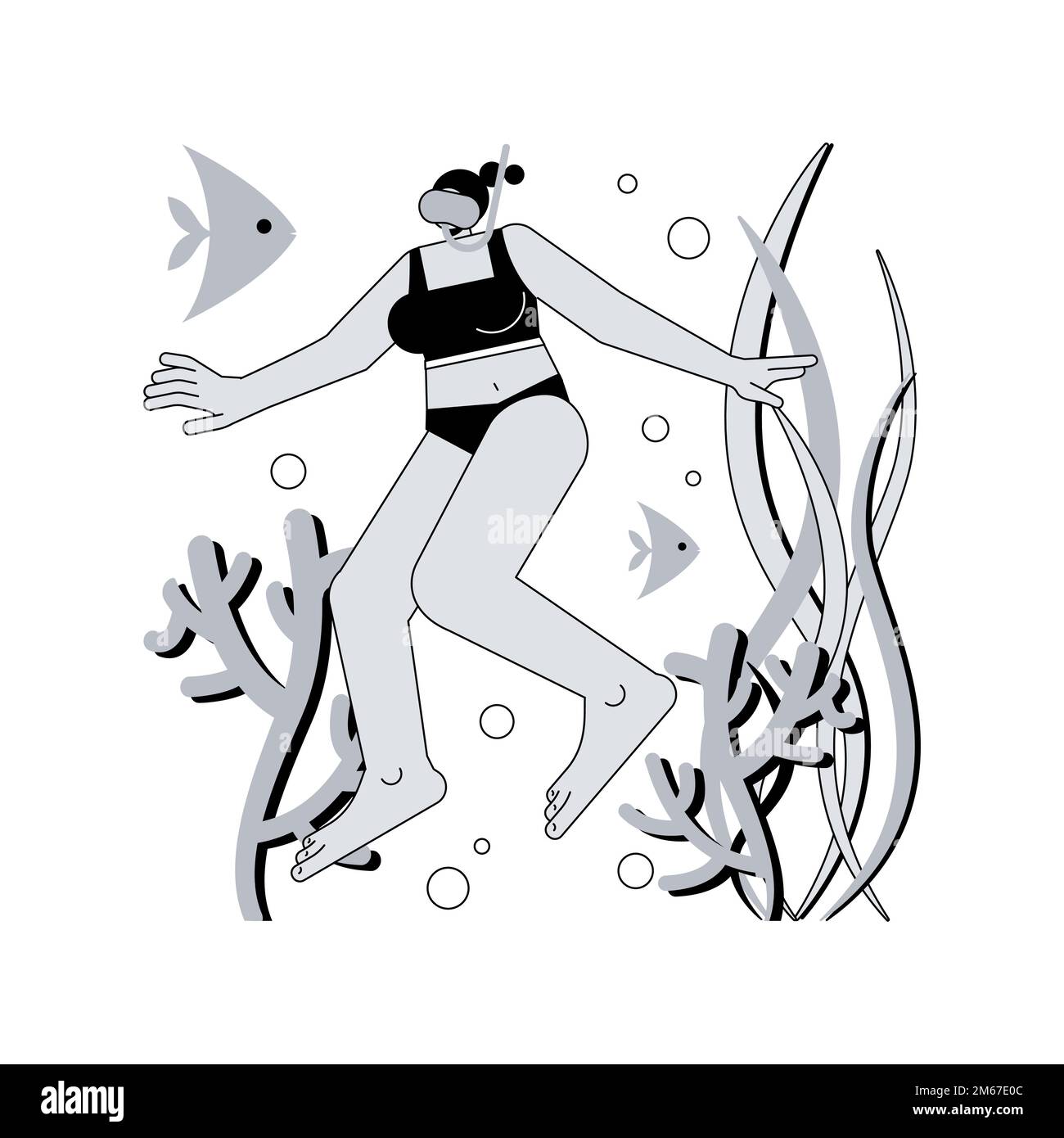 Snorkeling abstract concept vector illustration. Coral reef, underwater ...