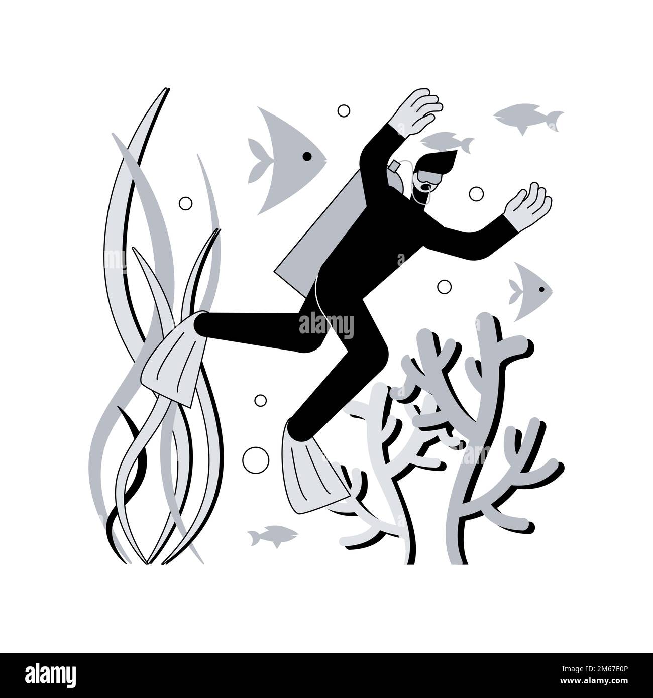 Scuba diving abstract concept vector illustration. Underwater diver ...