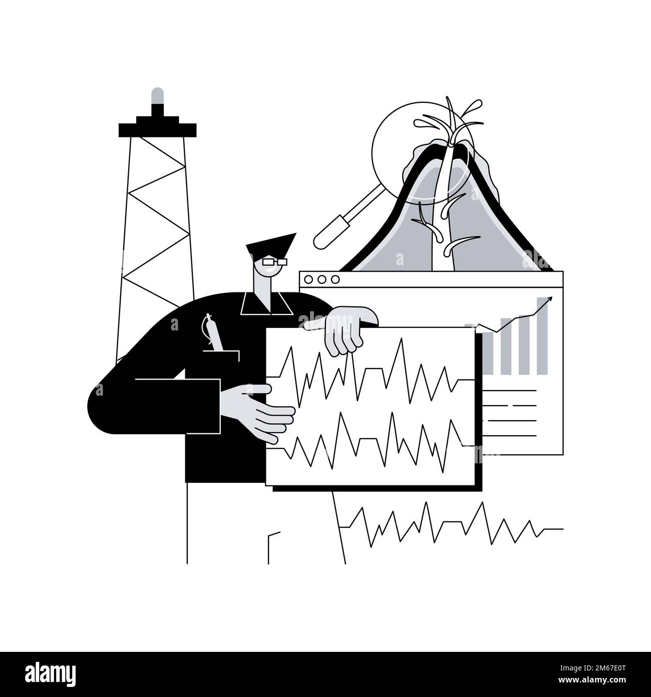 Volcanology abstract concept vector illustration. Volcanic eruption ...