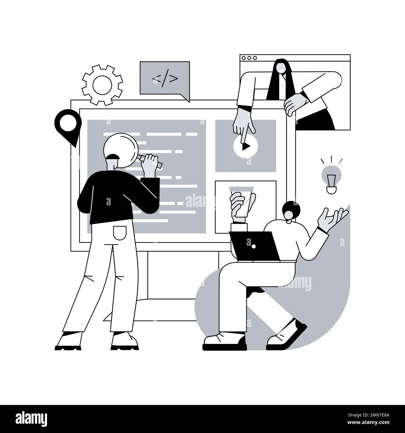 Software Development Team Abstract Concept Vector Illustration Remote Teamwork Digital Team On