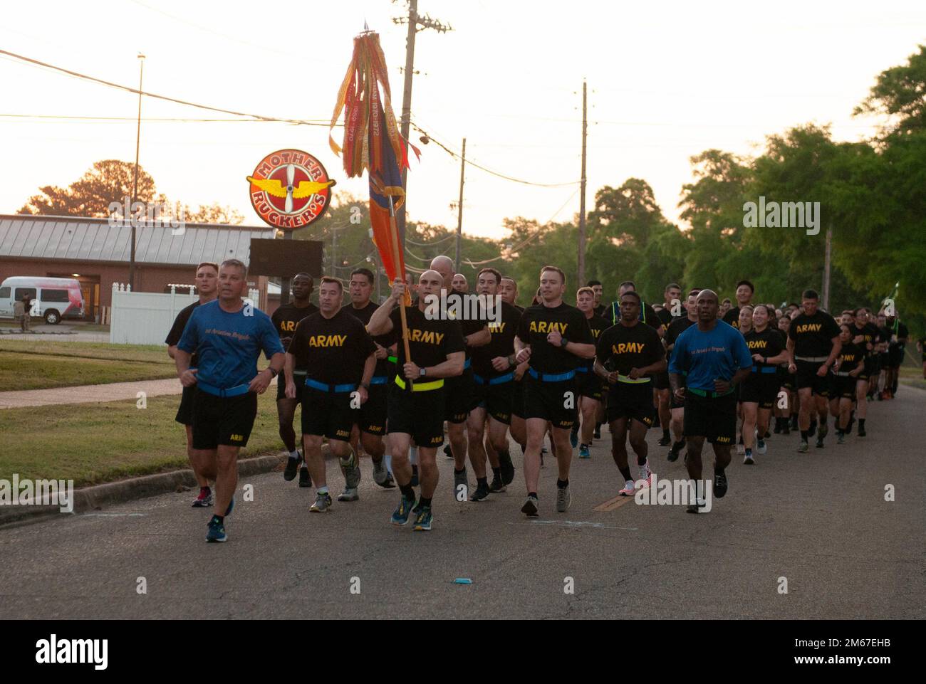 Soldiers from the 1st Aviation Brigade participate in a brigade run on ...