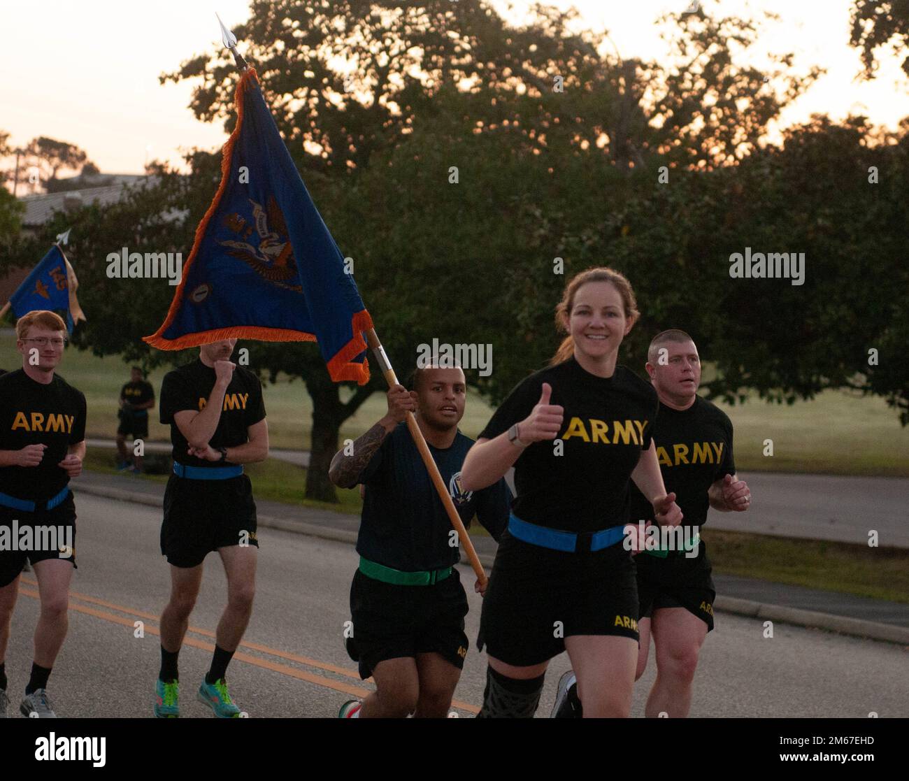 Soldiers from the 1st Aviation Brigade participate in a brigade run on ...