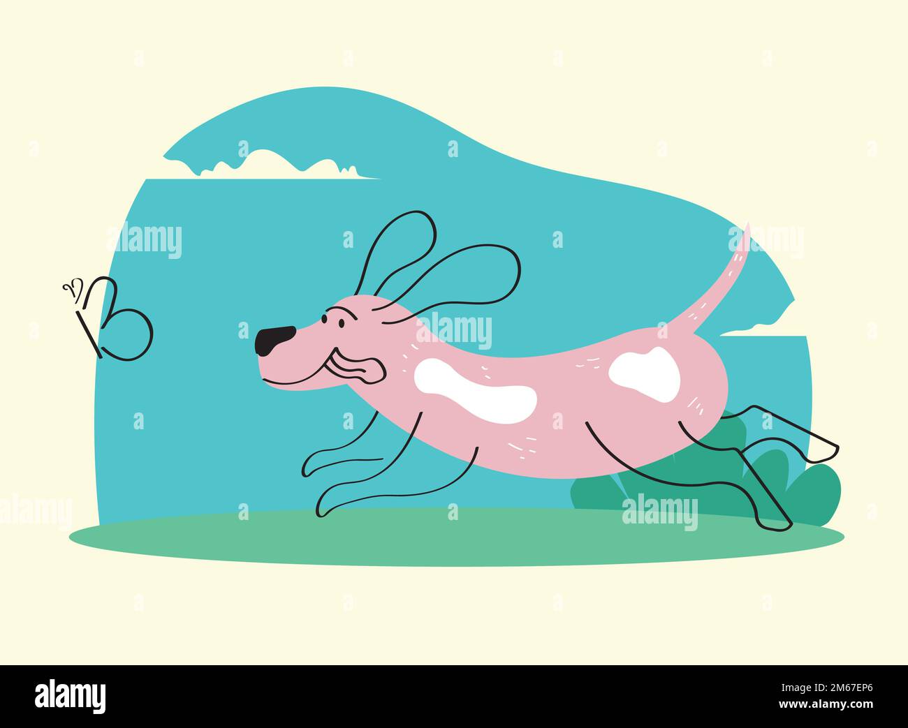 dog running after butterfly Stock Vector Image & Art - Alamy