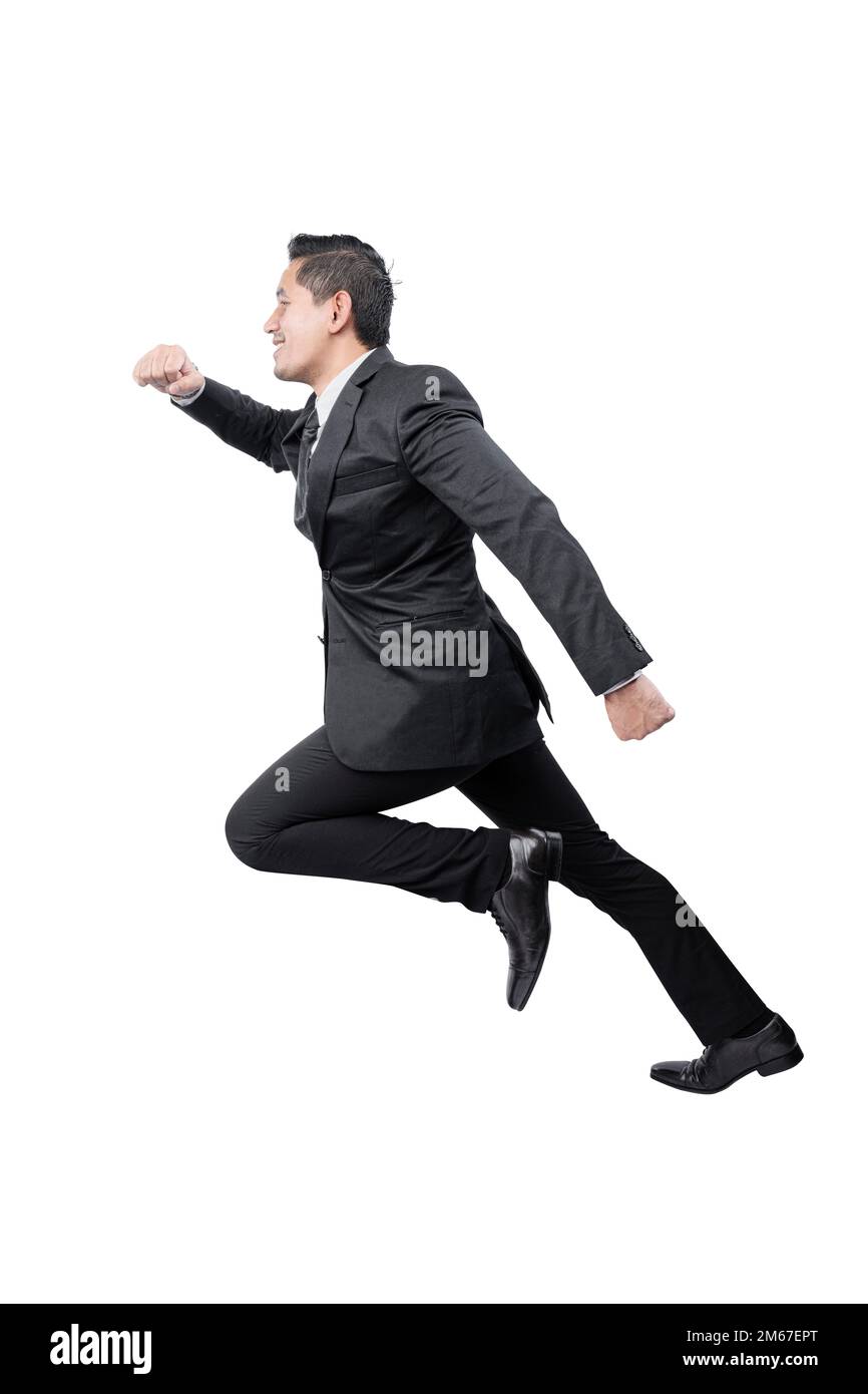 Asian businessmen running isolated over white background Stock Photo ...