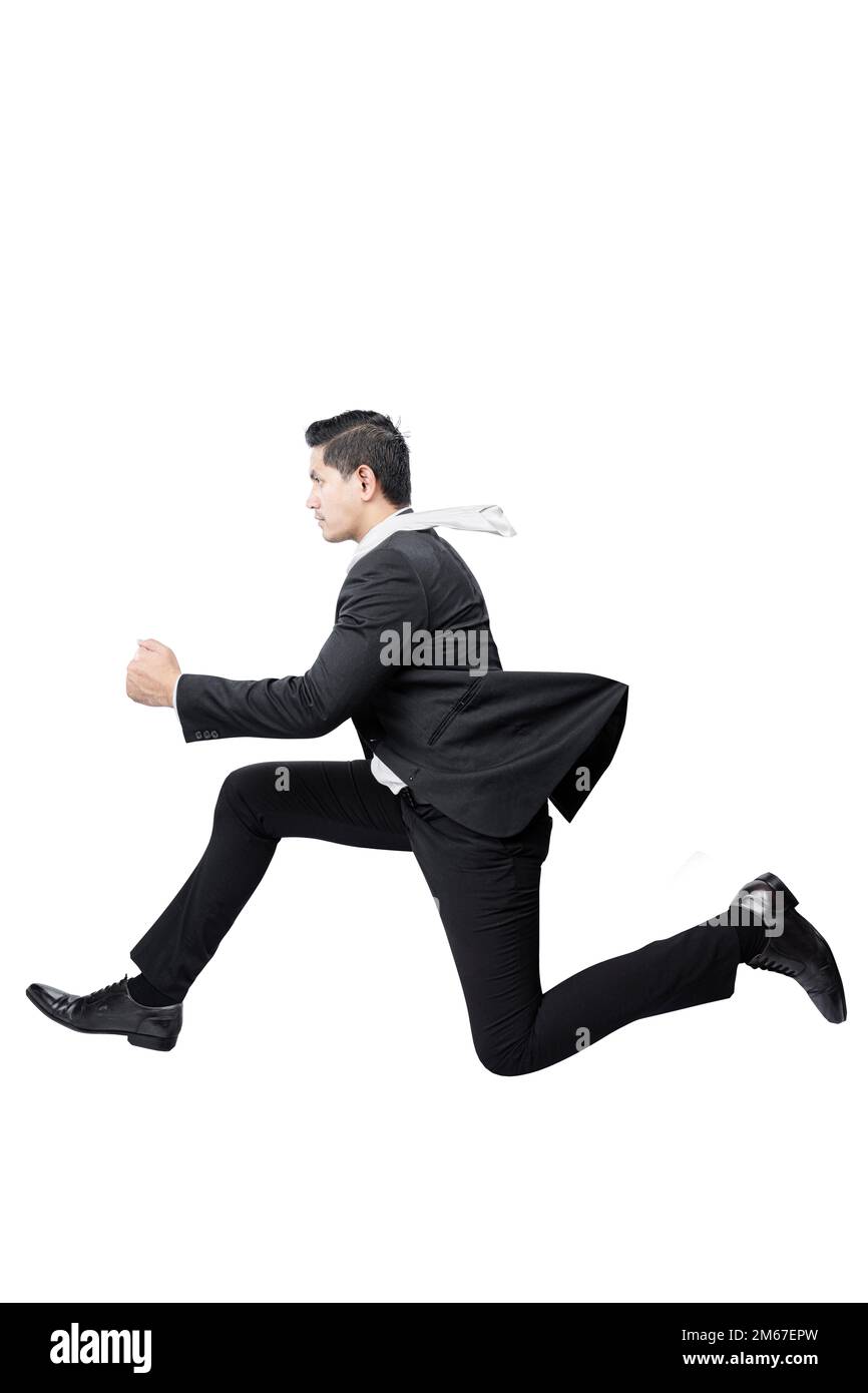 Asian businessmen running isolated over white background Stock Photo ...