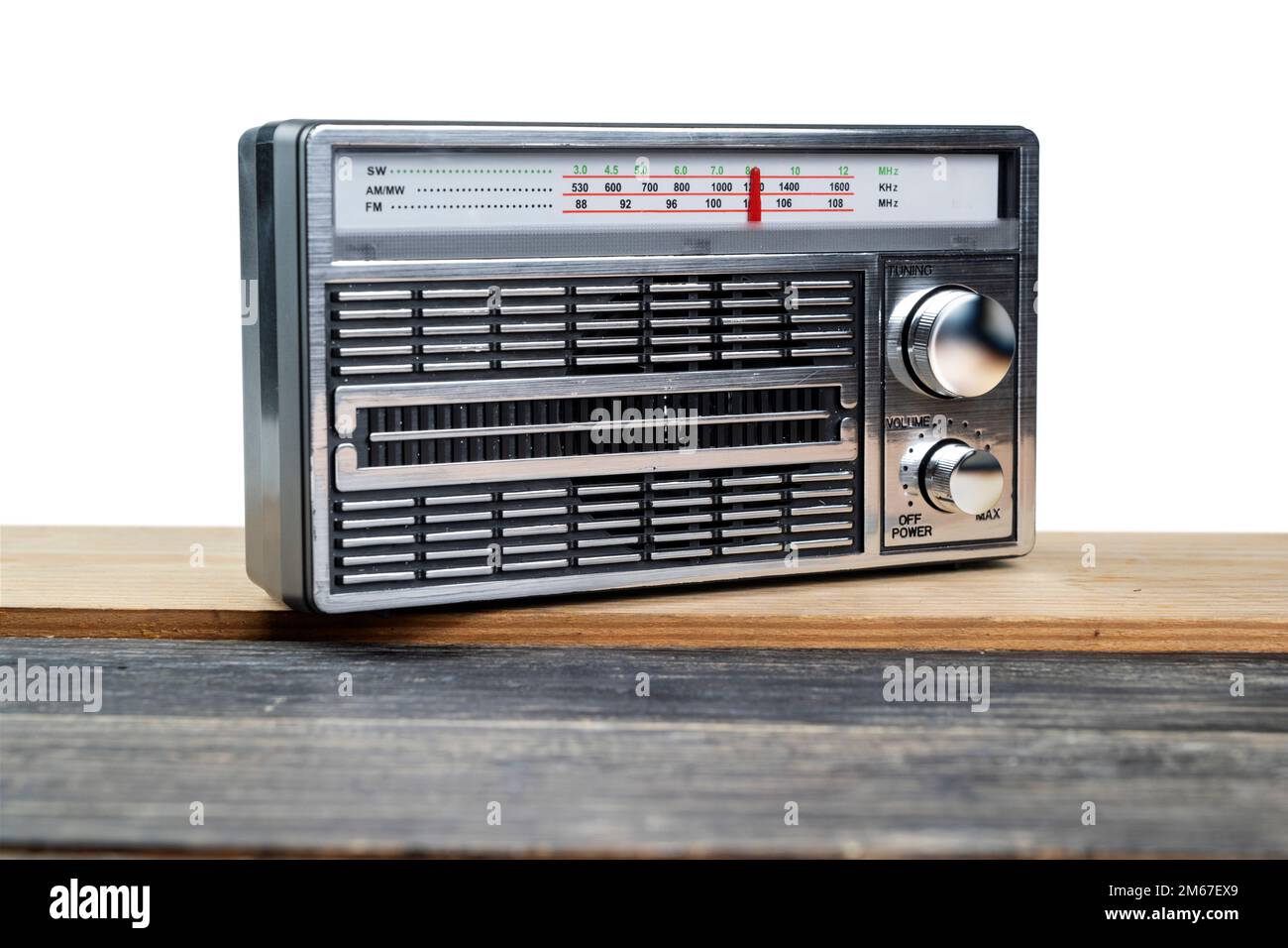 Old radio isolated over white background Stock Photo - Alamy