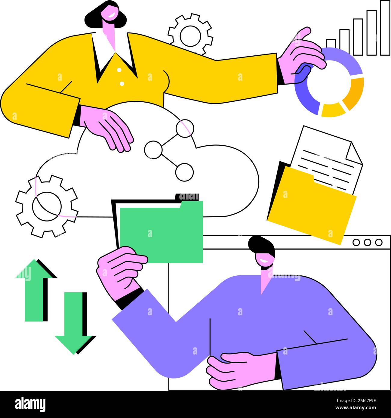Cloud collaboration abstract concept vector illustration. Online ...