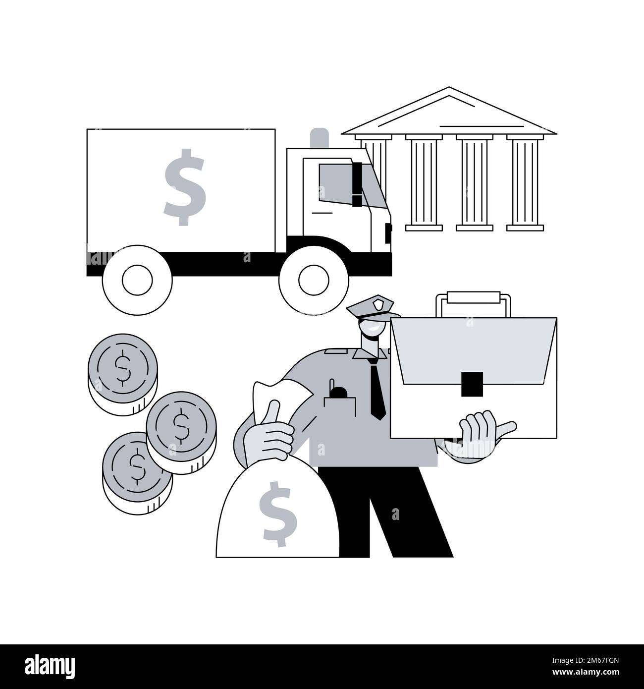 Cash-in-transit abstract concept vector illustration. cash valuables in ...