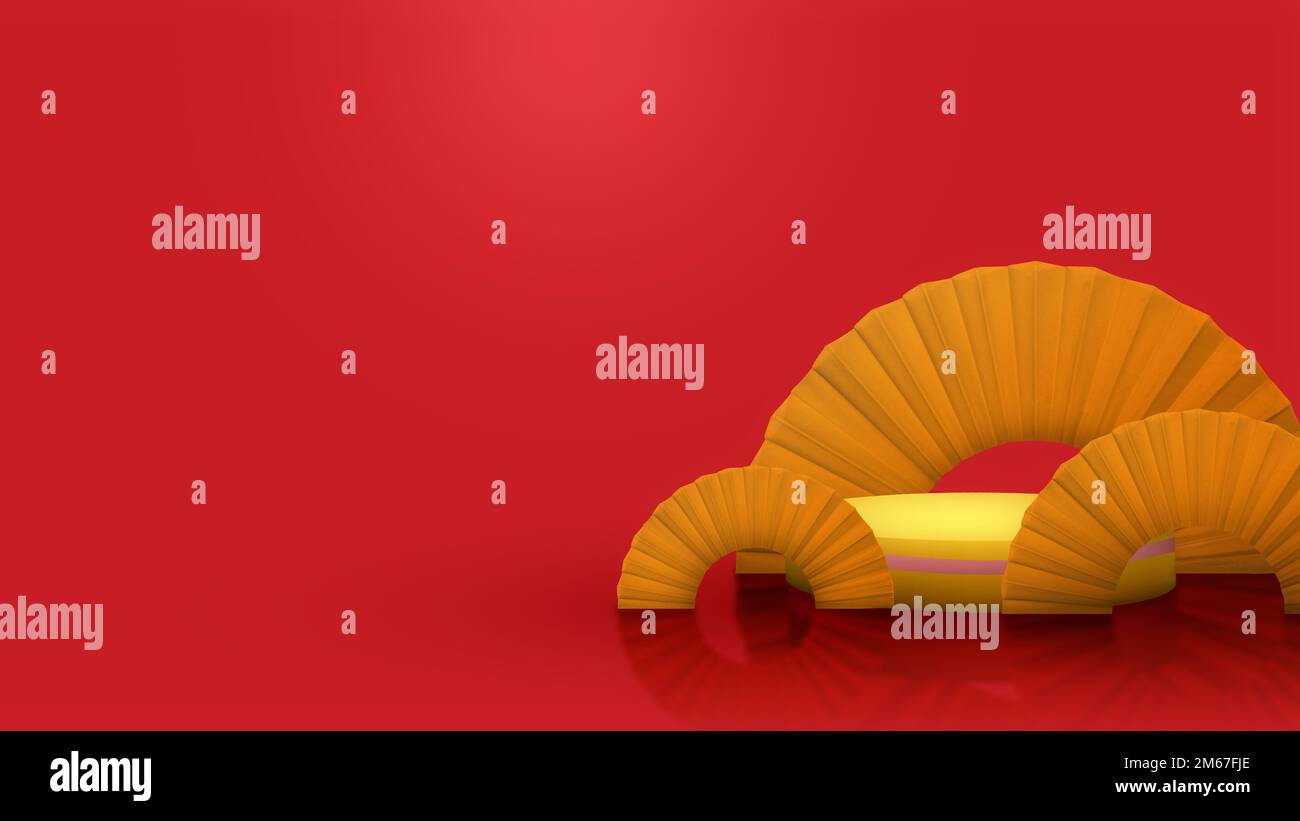 Yellow Chinese fan texture on a colored background. Happy Chinese New ...