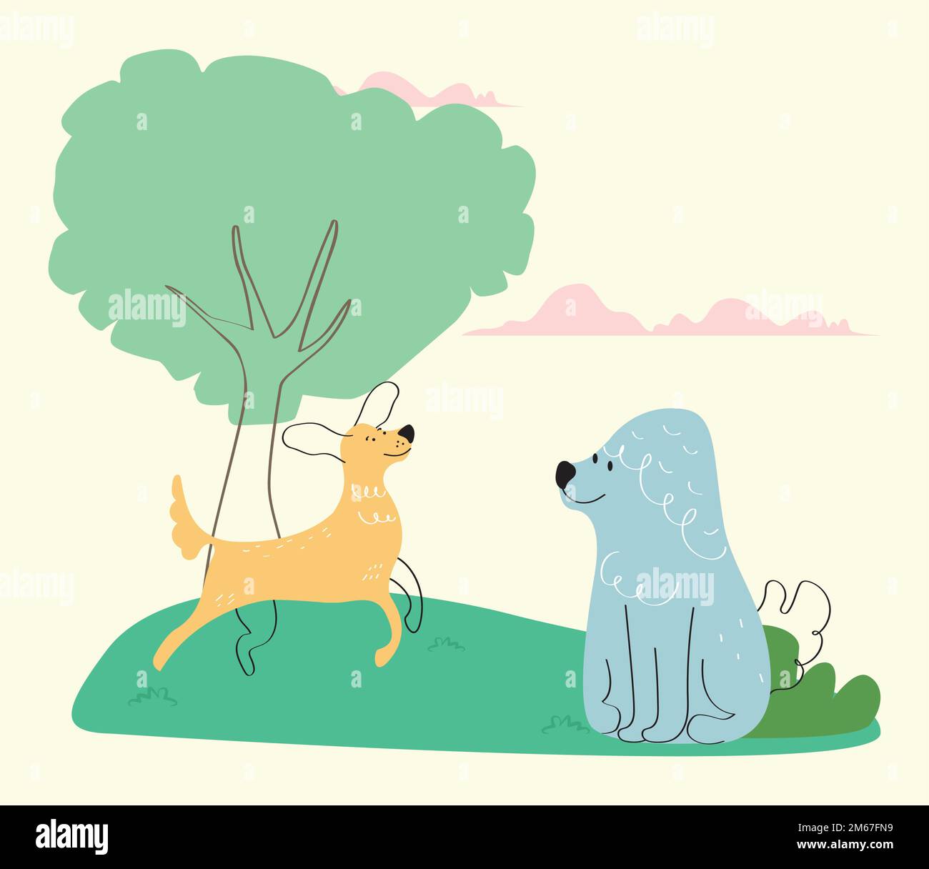 two dogs in landscape Stock Vector Image & Art - Alamy