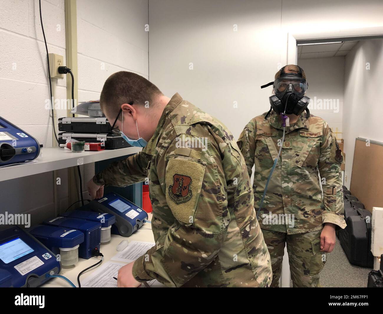 Senior Airman Alexander Sobus, a bioenvironmental engineer with the ...