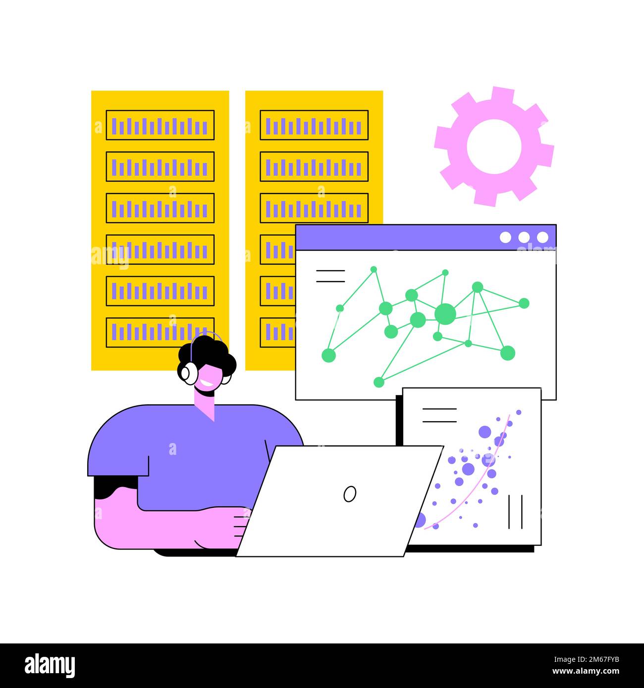 Big data visualization abstract concept vector illustration. Big data analysis tool, analytics ...