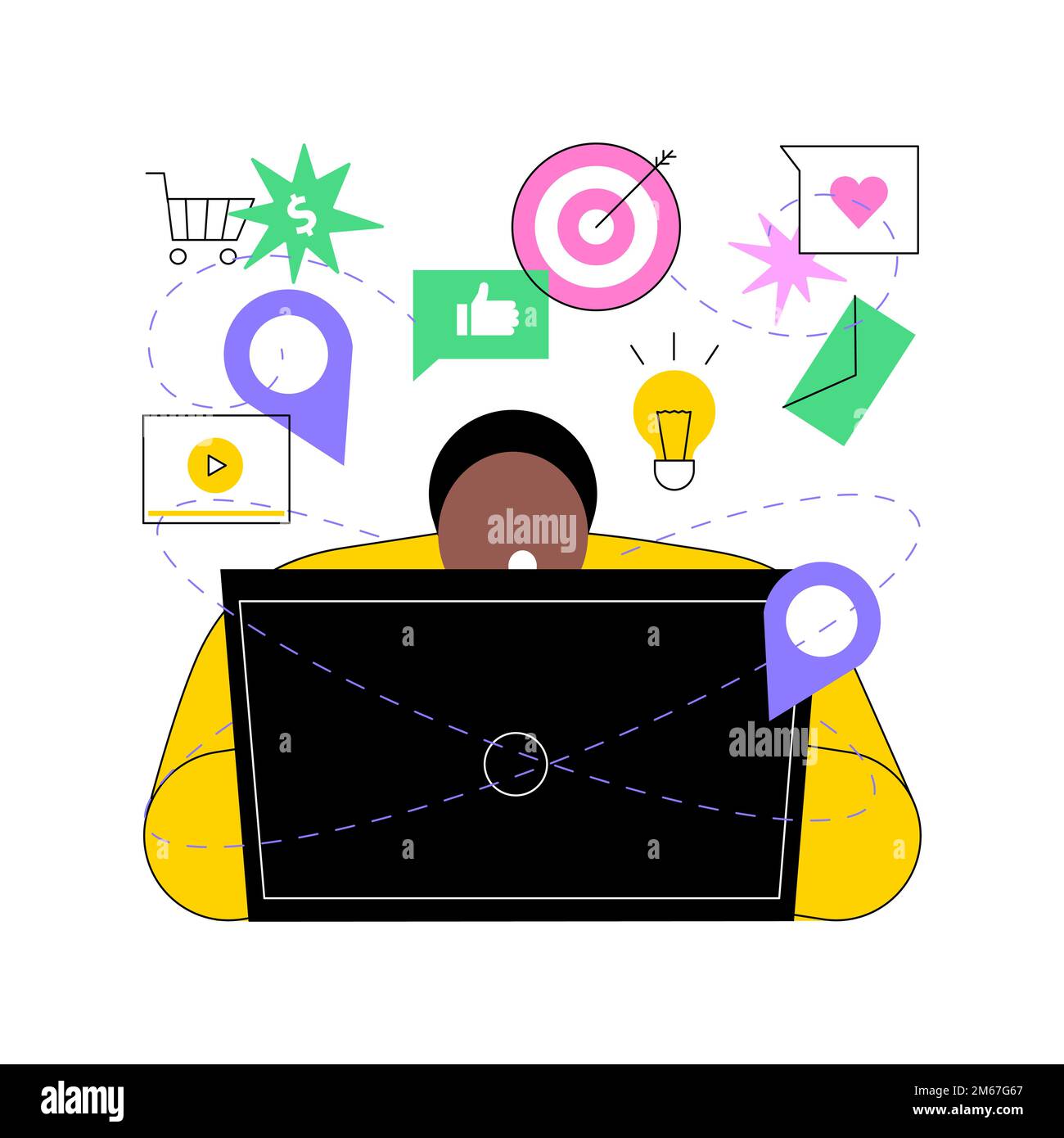 Internet addiction abstract concept vector illustration. Real-life ...