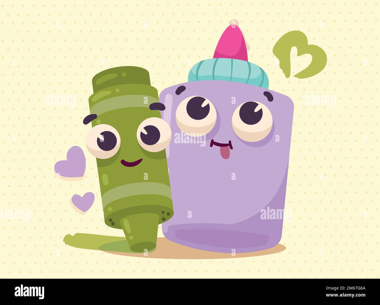 crayon and glue supplies kawaii Stock Vector Image & Art - Alamy