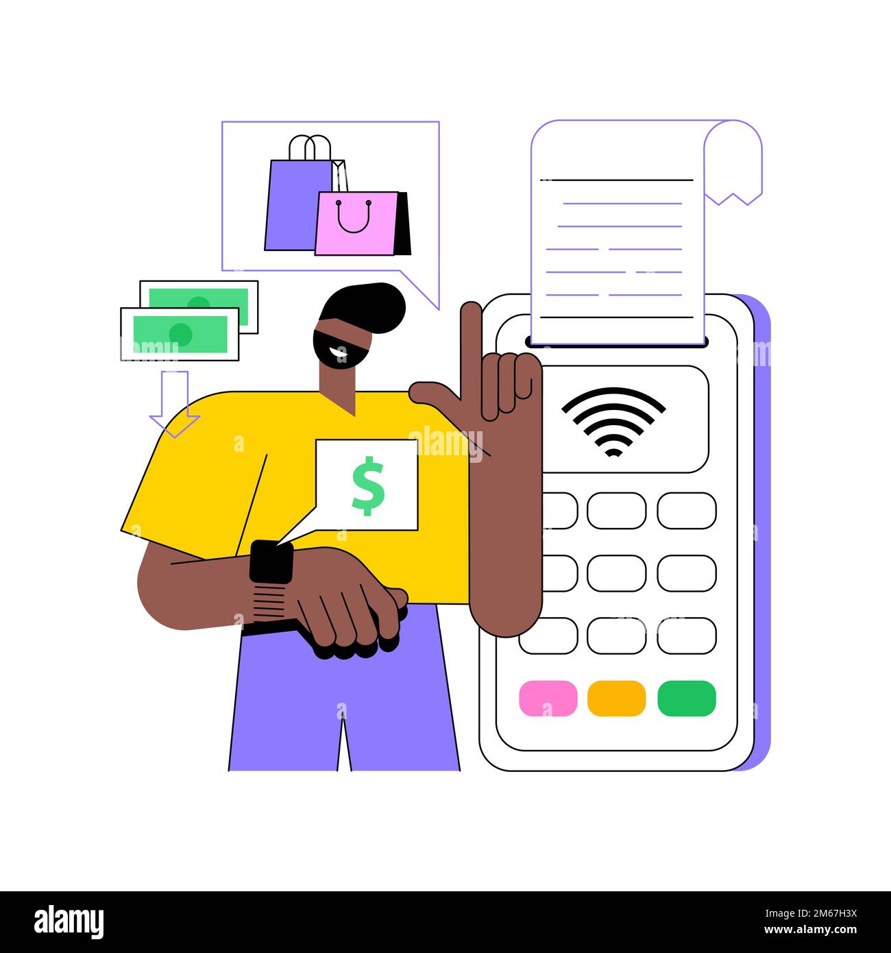 Smartwatch payment abstract concept vector illustration. NFC connection ...