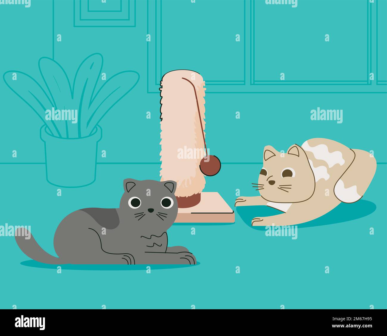 cute little cats playing Stock Vector Image & Art - Alamy