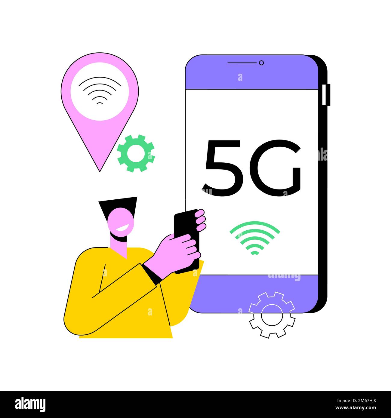 Mobile phones 5G network abstract concept vector illustration. Mobile ...