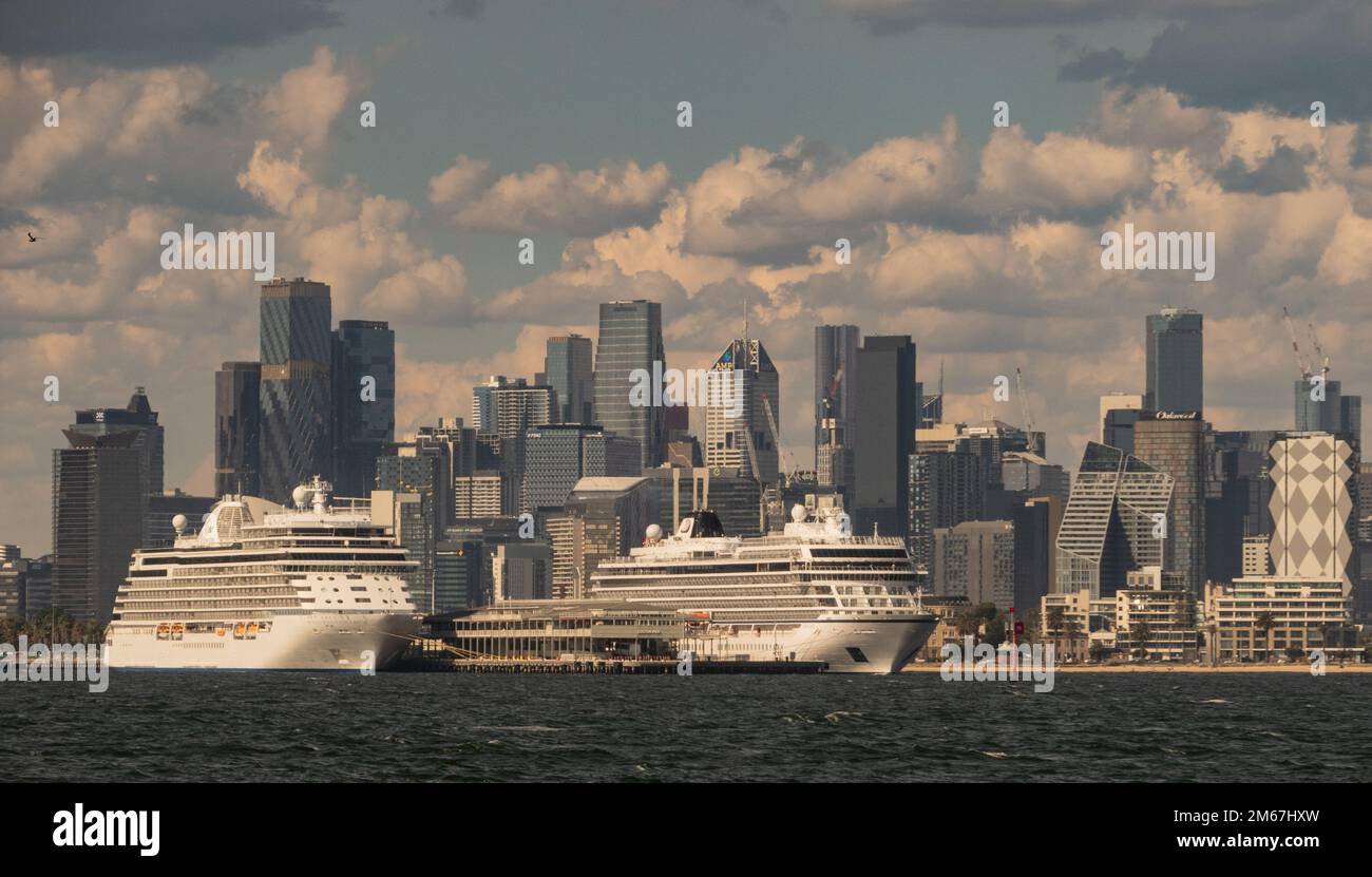 Cruise ships docked at Station Pier in Port Melbourne with the ...