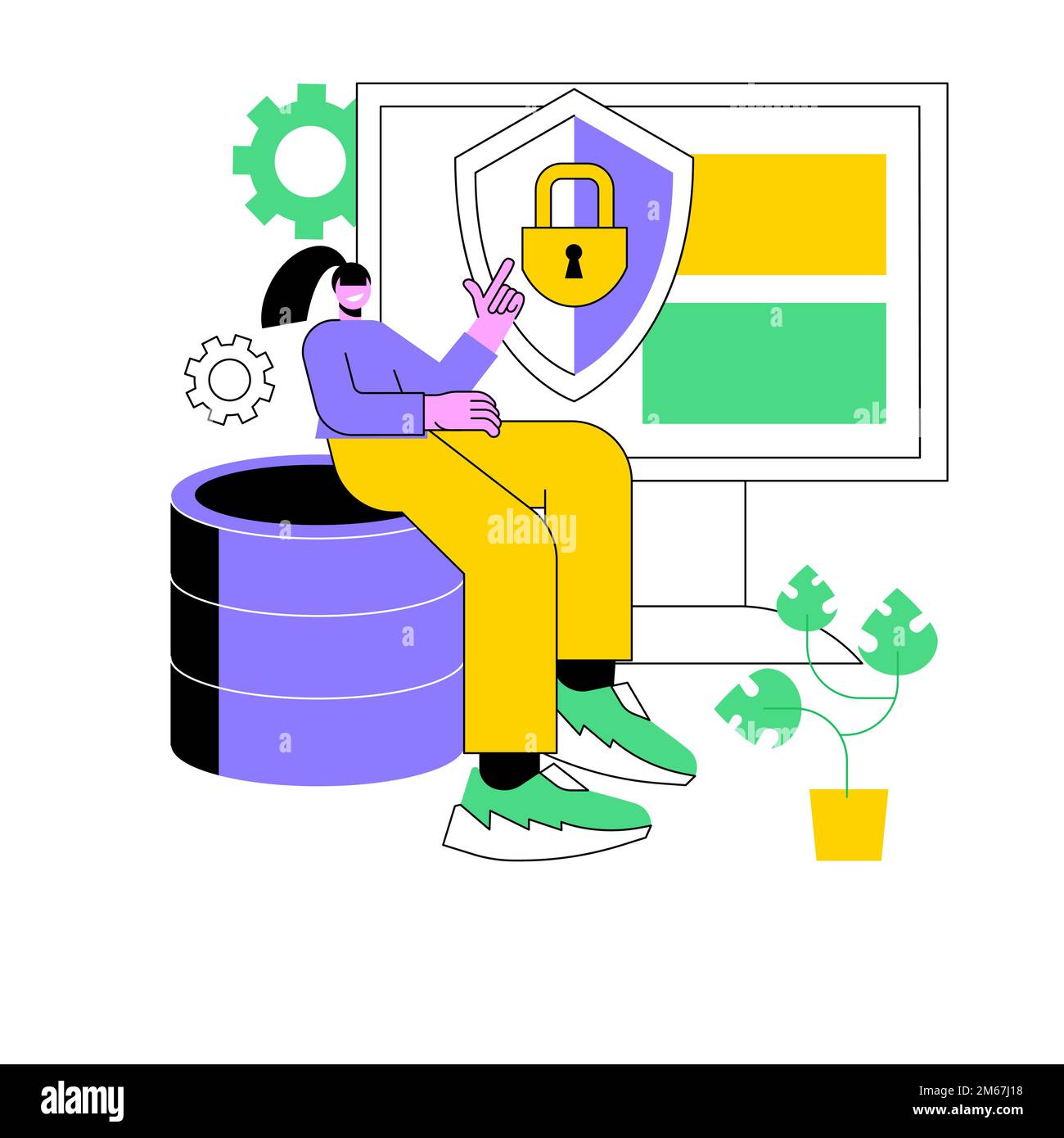 Cyber security abstract concept vector illustration. Protection of networks and data from damage ...