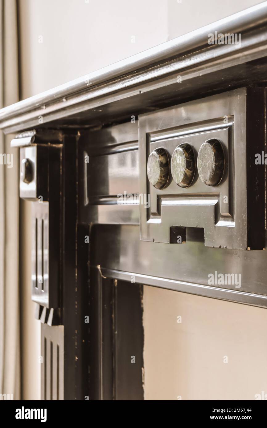 an old stove with two knobs on it's side and the door open to the oven ...