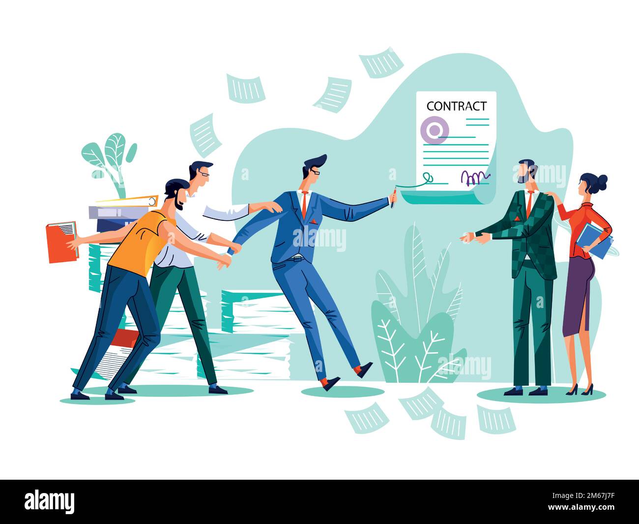 Contract conclusion and teamwork business concept vector illustration ...