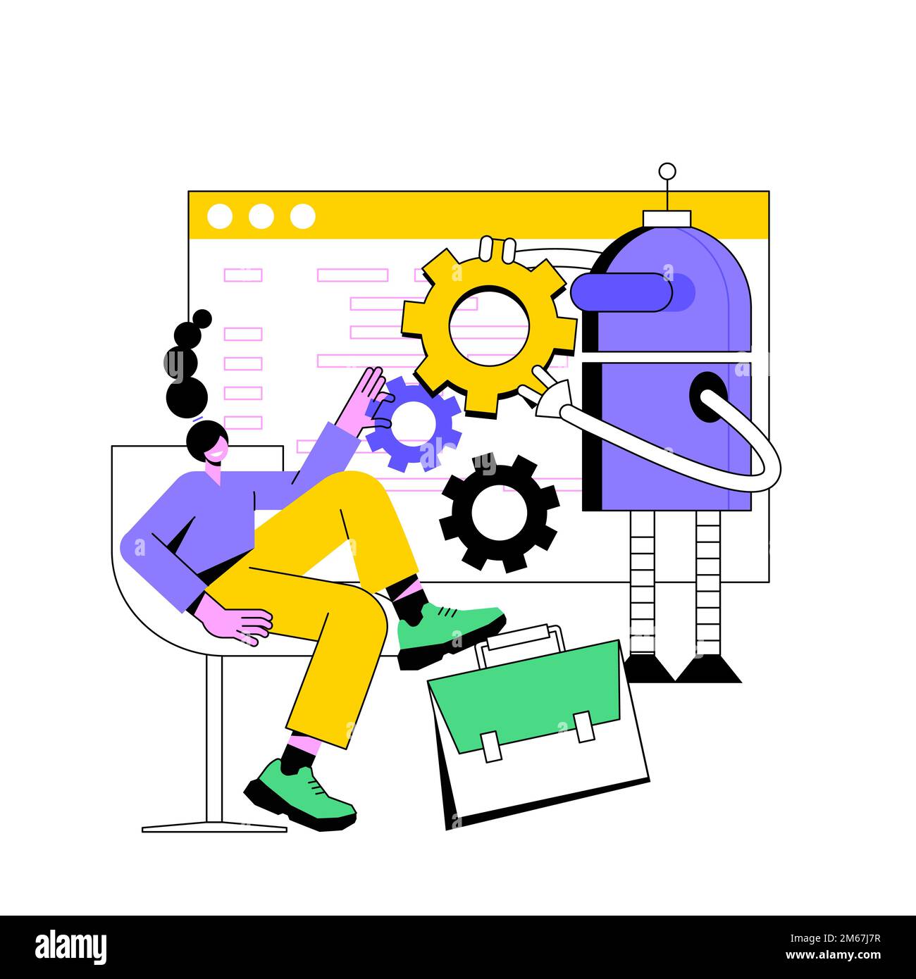 Collaborative Robotics Abstract Concept Vector Illustration