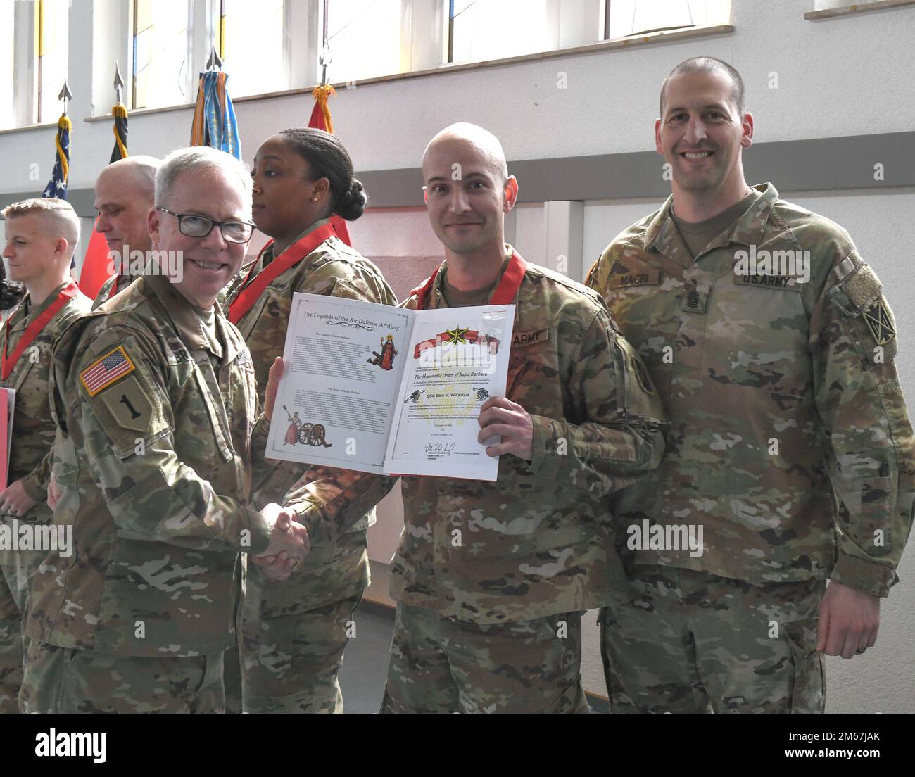 U.S. Army Maj. Gen. Gregory Brady and Command Sgt. Maj. Giancarlo Macri ...