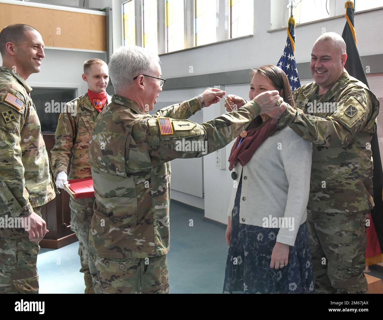 U.S. Army Maj. Gen. Gregory Brady and Command Sgt. Maj. Giancarlo Macri ...
