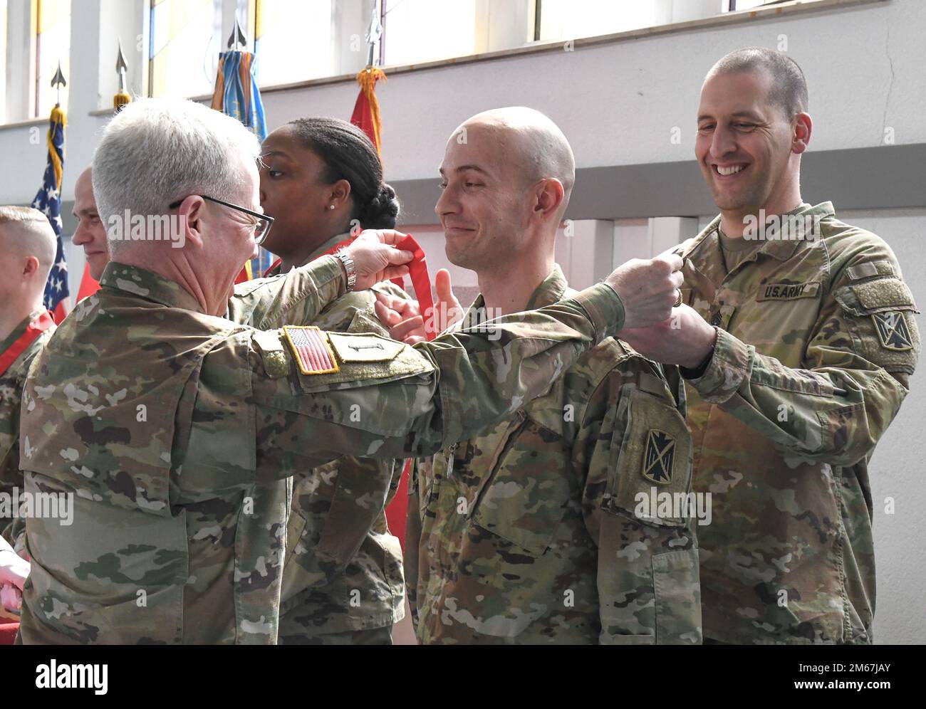 U.S. Army Maj. Gen. Gregory Brady and Command Sgt. Maj. Giancarlo Macri ...