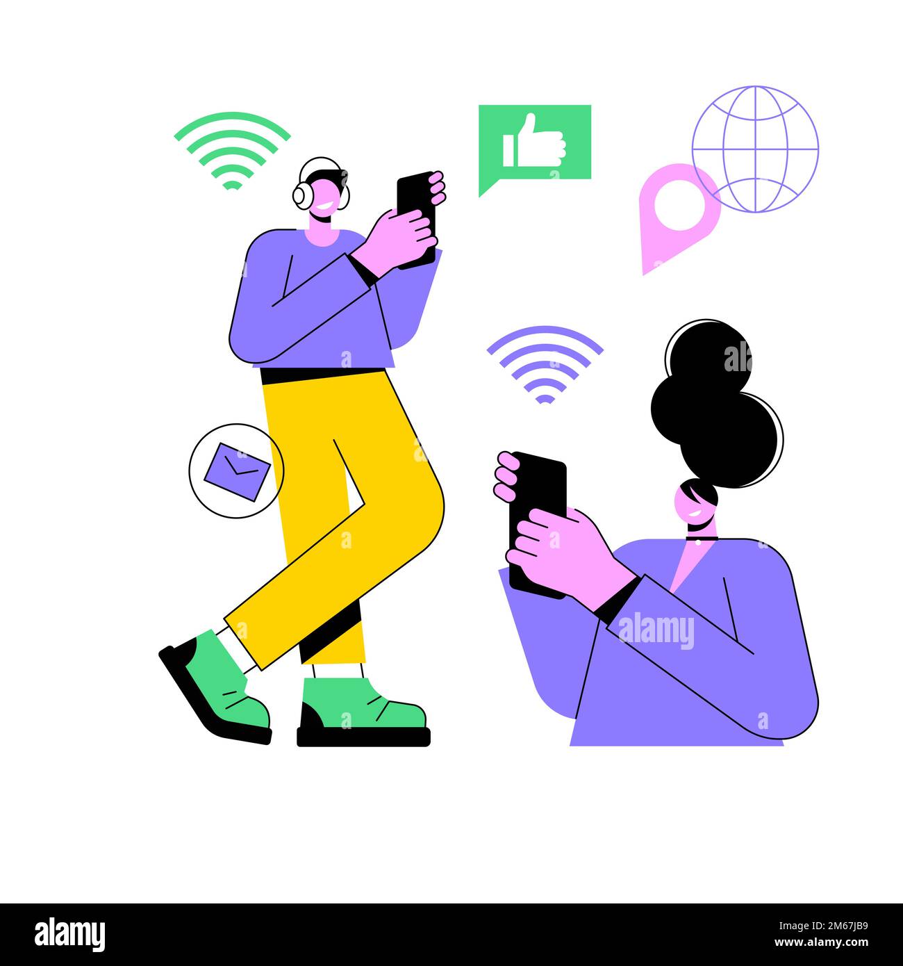 Connected living abstract concept vector illustration. Global online ...